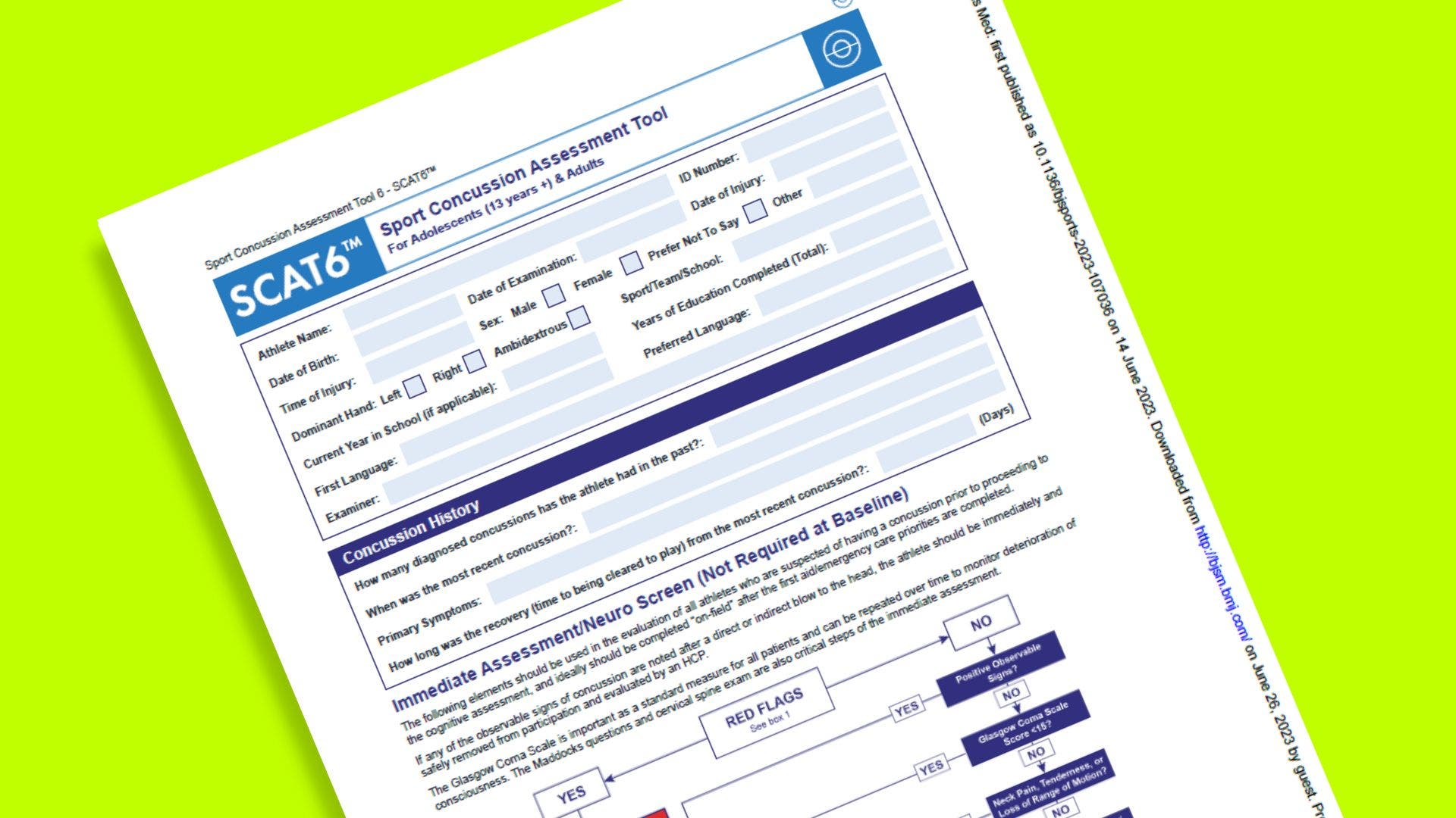 Sport Concussion Assessment Tool 6 (SCAT6) - Play AFL